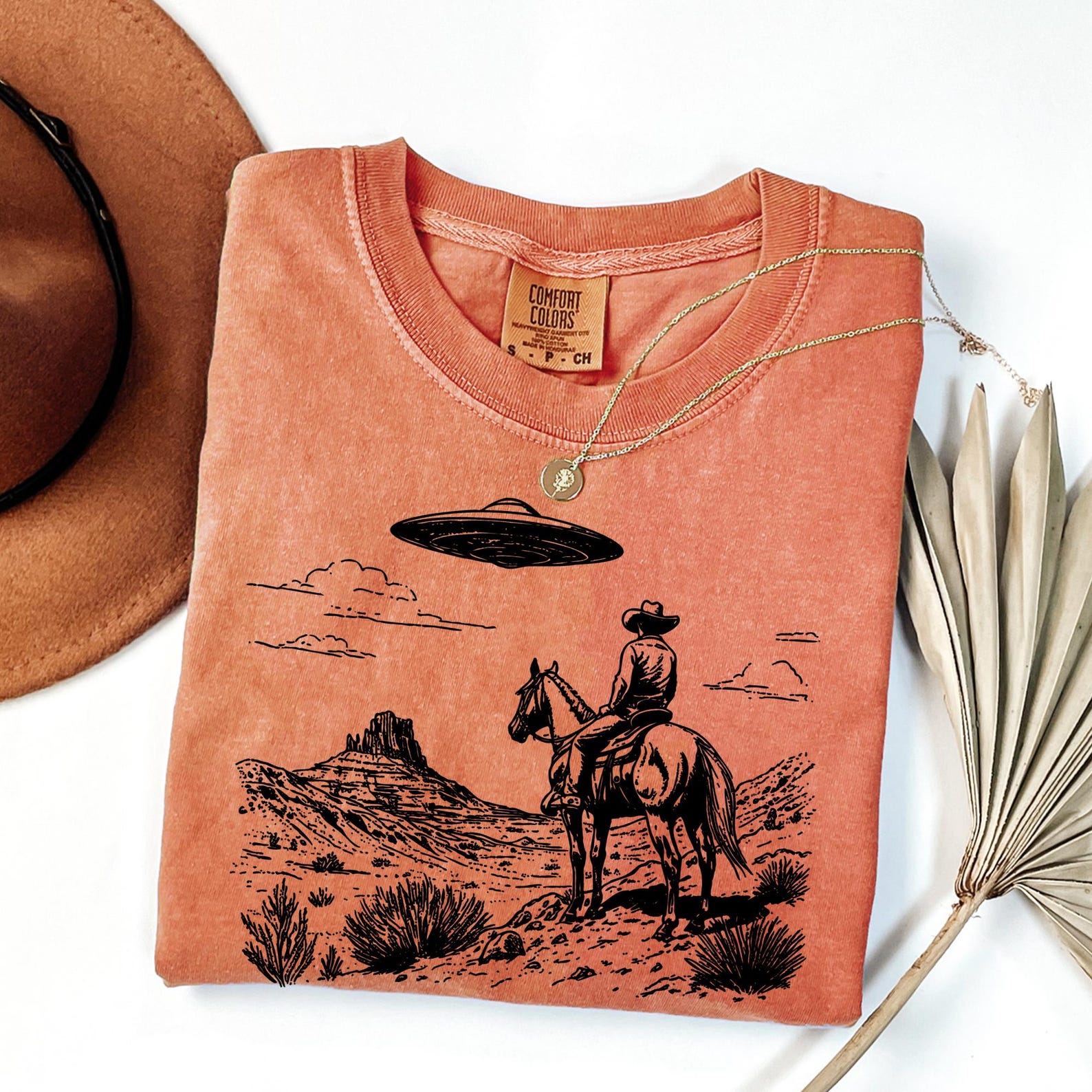 UFO Western Shirt, Vintage Cowboy Tshirt, Rodeo Shirt, Western ...