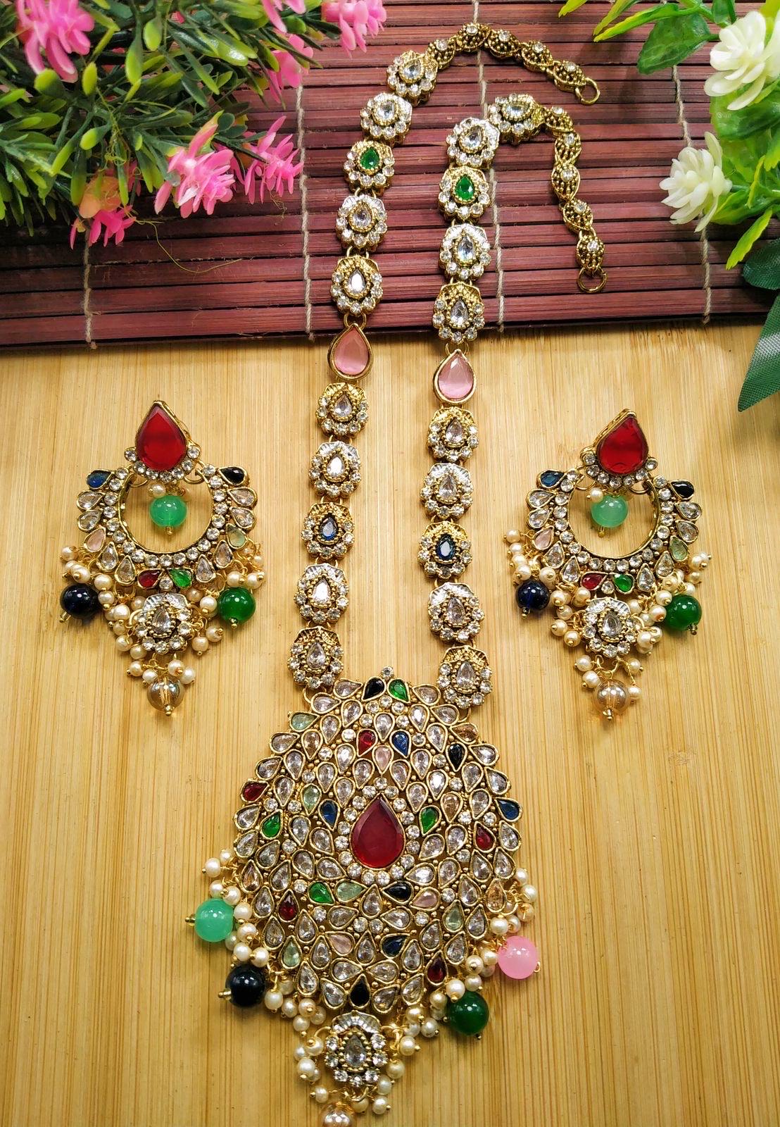 Kundan Long Mala Set Available in 6 Colors / Pakistani Jewelry / Indian ...