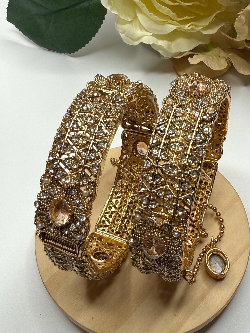 Bangles Gold Plated Nauratan , Openable Bangles, Pakistani Indian ...