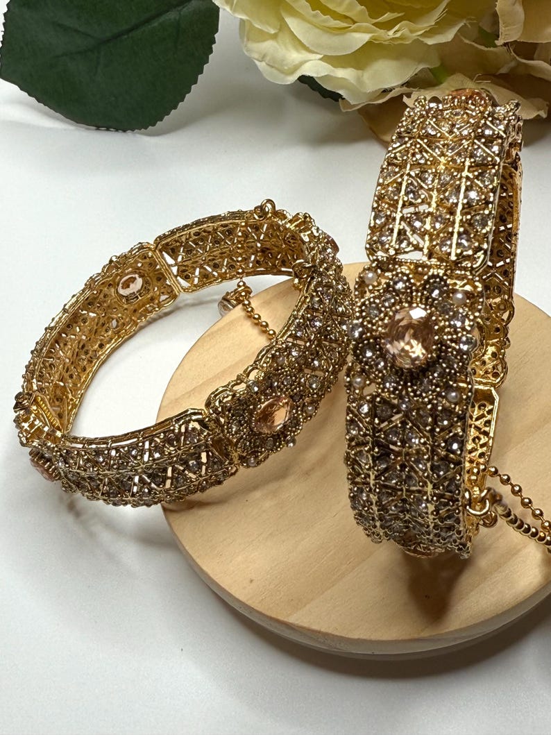 Bangles Gold Plated Nauratan , Openable Bangles, Pakistani Indian ...