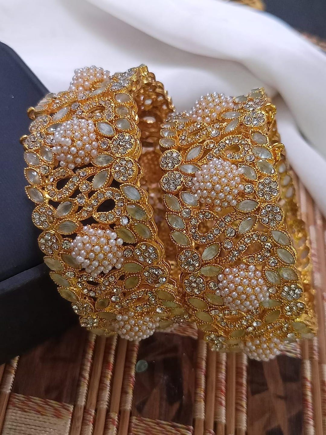 Bangles Gold Plated Nauratan , Openable Bangles, Pakistani Indian ...