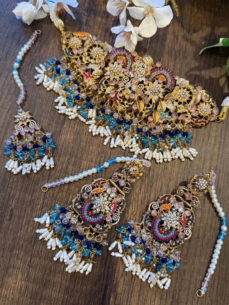 Nauratan Complete Set, Pakistani Indian Jewelry, Bridal Jewelry ...