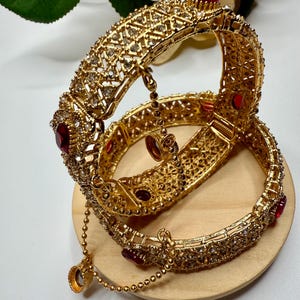 Bangles Gold Plated Nauratan , Openable Bangles, Pakistani Indian Jewelry, Multi Color Stone ...