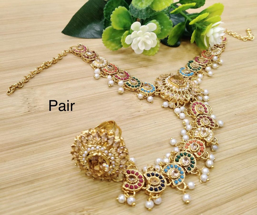 Anja Ring With Bracelet, 3 Colors Available, Pakistani Hand Anja ...