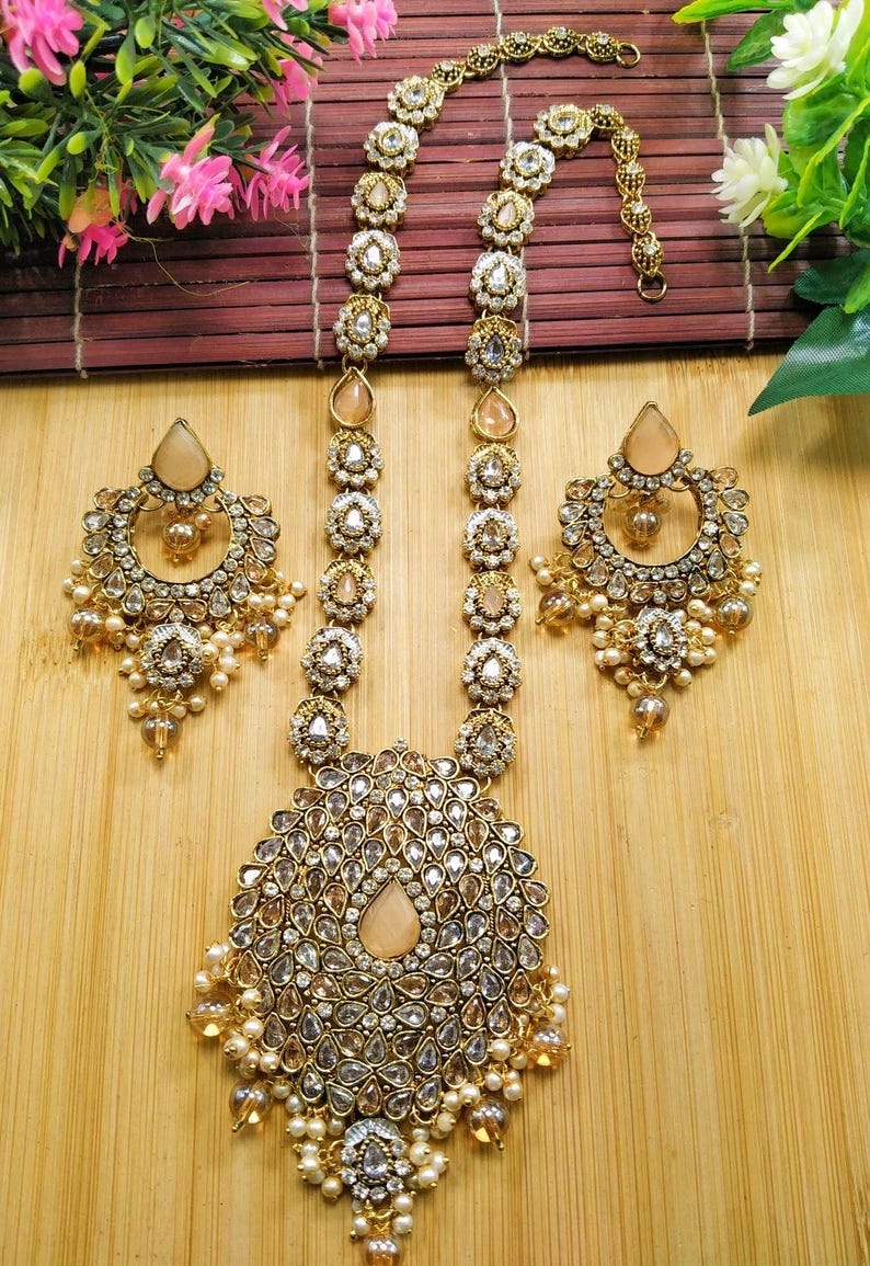 Kundan Long Mala Set Available in 6 Colors / Pakistani Jewelry / Indian ...