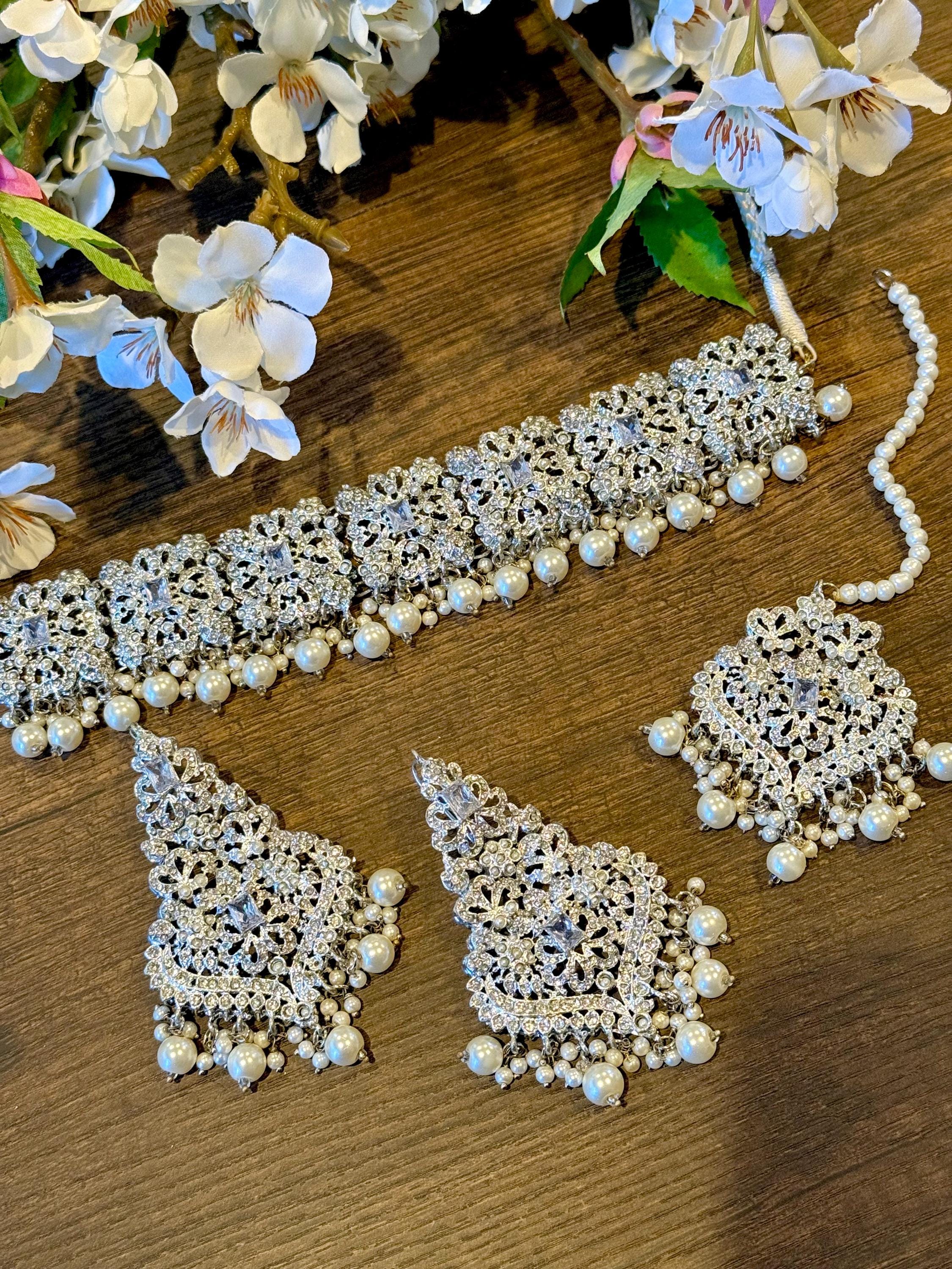 Nauratan Choker Set, Pakistani Indian Jewelry, Multi Color Bridal ...
