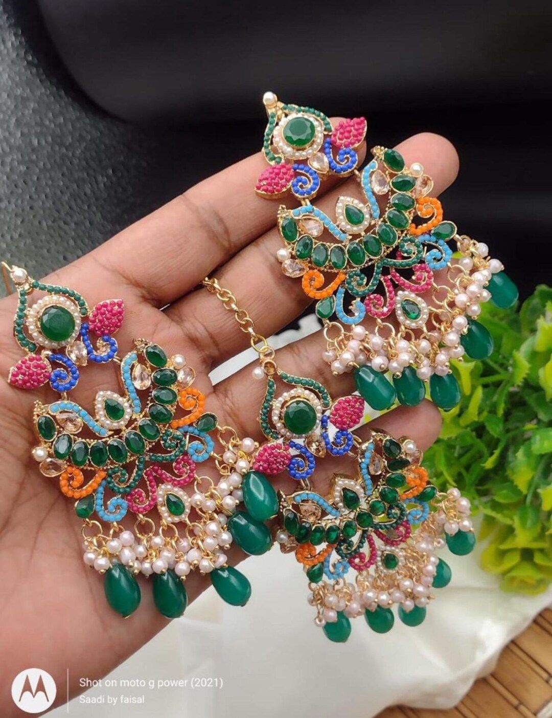 Earings Tika Set Nauratan , Pakistani Jewelry, Indian Jewelry, Wedding ...