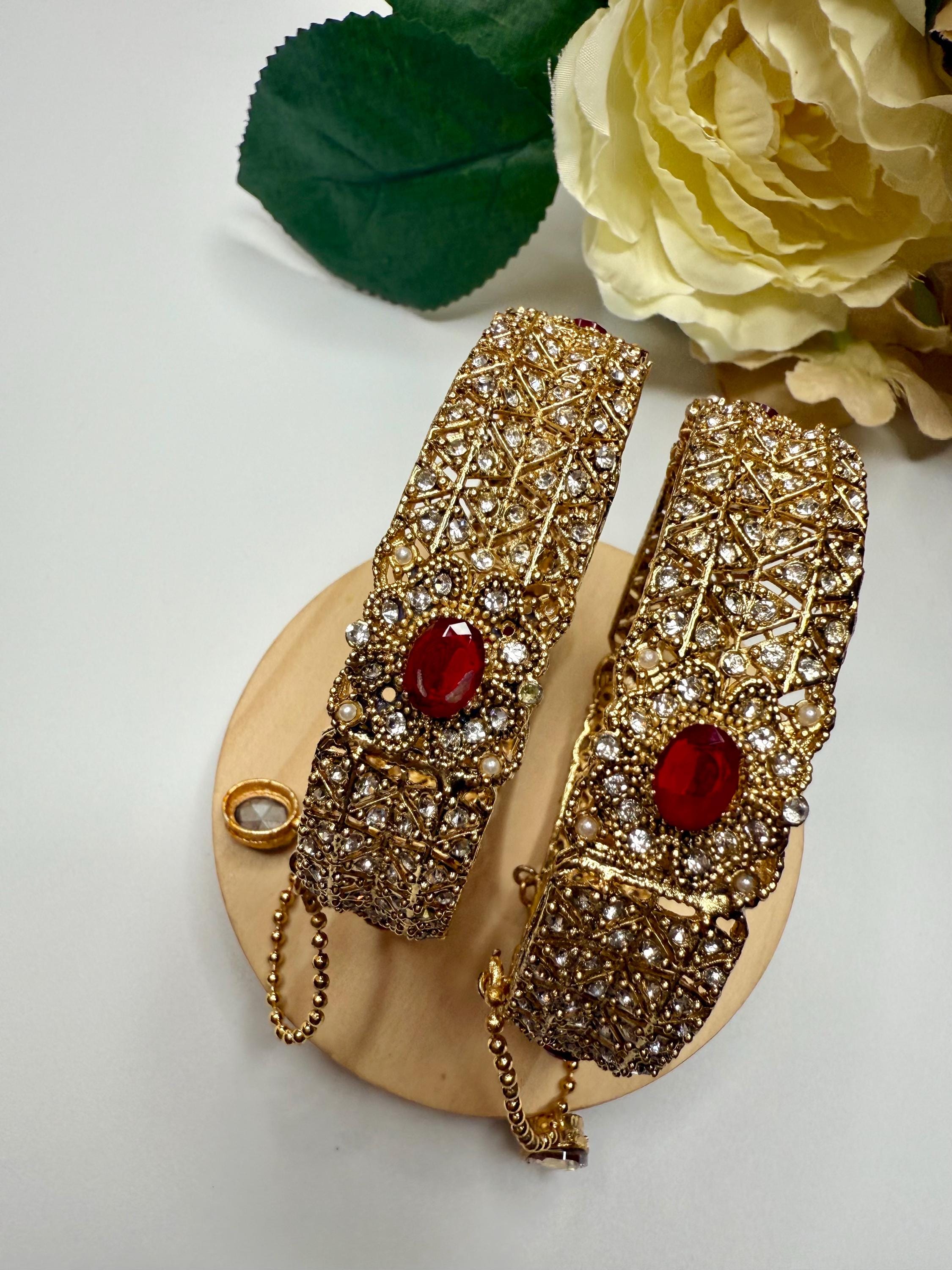 Bangles Gold Plated Nauratan , Openable Bangles, Pakistani Indian Jewelry, Multi Color Stone ...