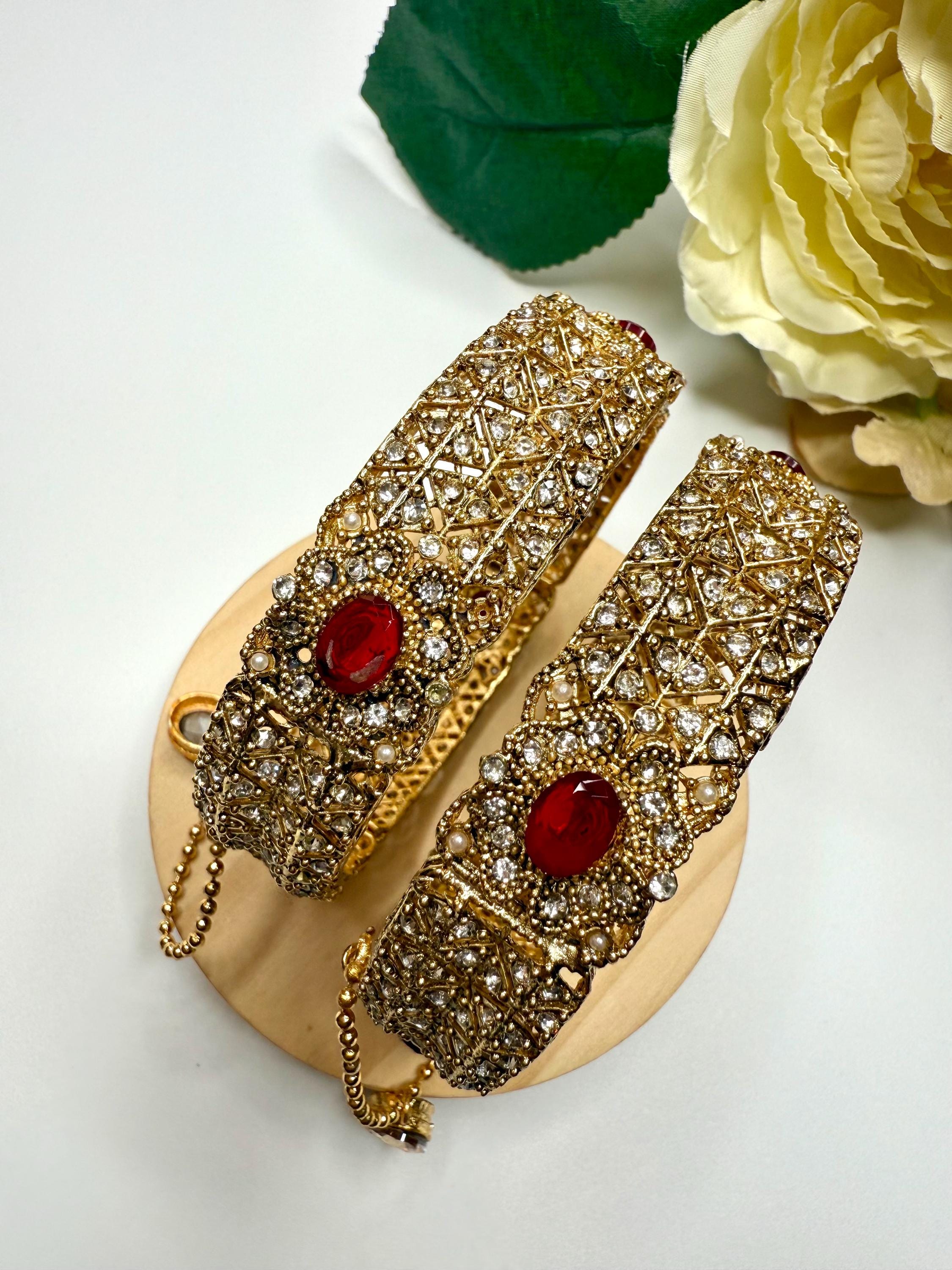Bangles Gold Plated Nauratan , Openable Bangles, Pakistani Indian ...