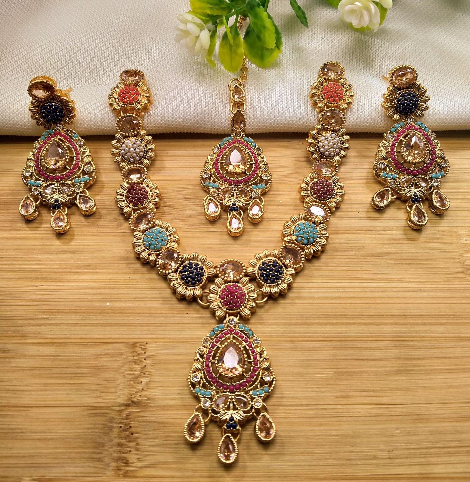 Rajvari Nauratan Complete Set / Pakistani Indian Jewelry/ Bridal ...