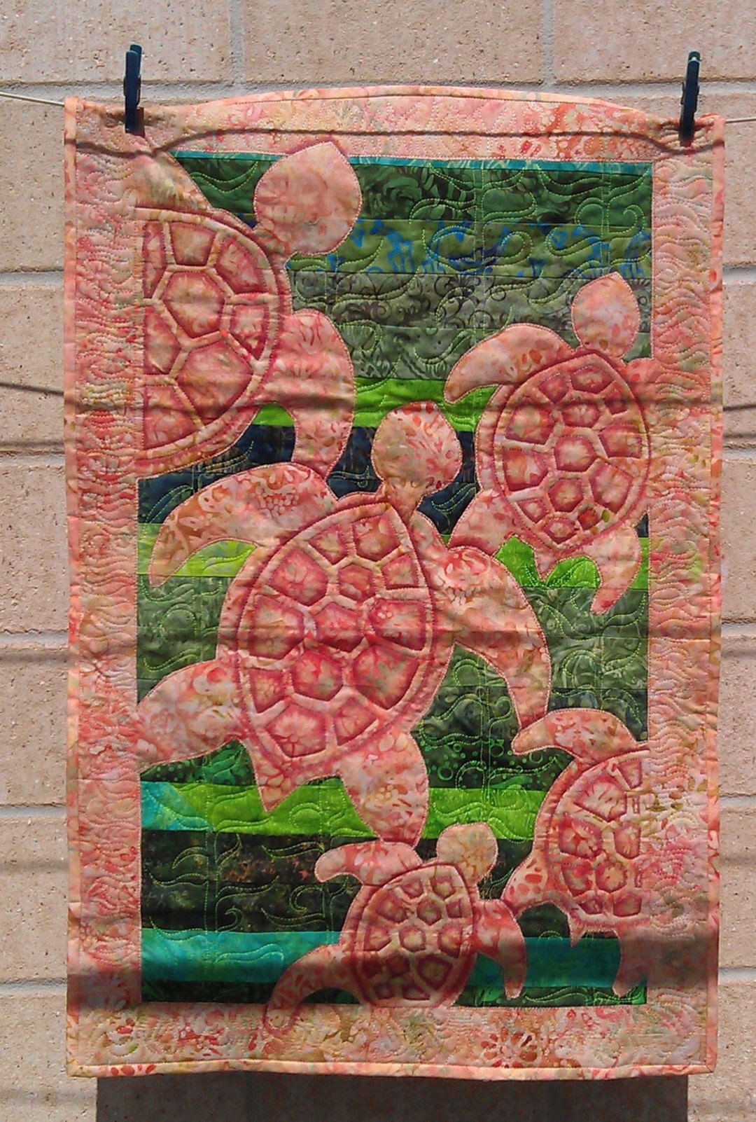 Turtle Art Quilt Wall Hanging - Etsy