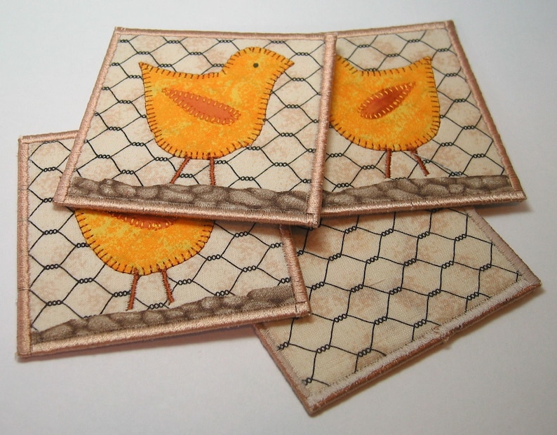 Chicken Coasters Yellow Chickens on Stony Ground set of 4 - Etsy
