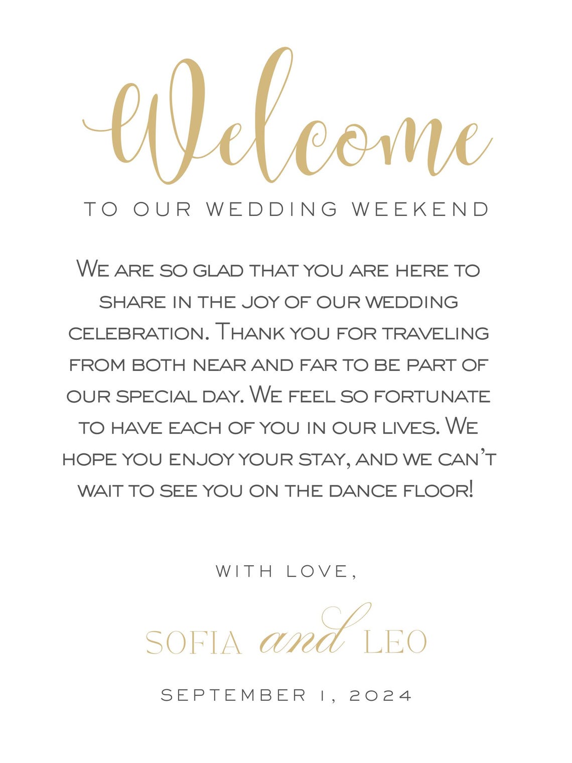 Welcome Cards - Front & Back Printable Wedding Sign Templates - Etsy