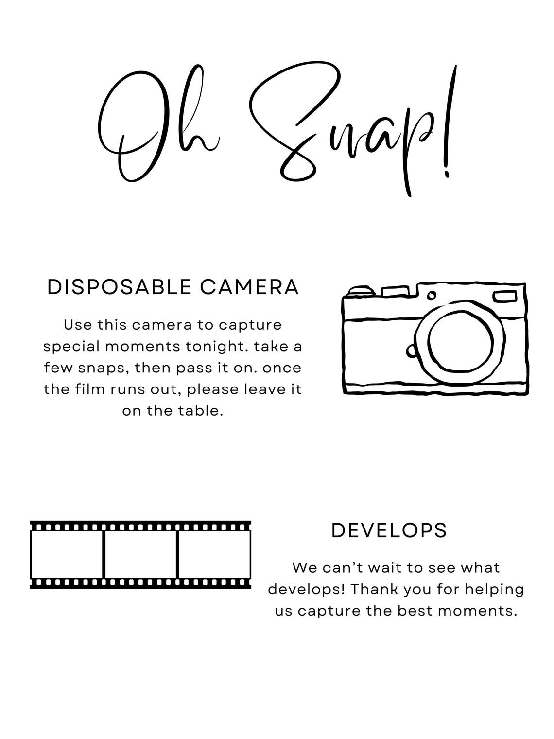 Disposable Camera Sign for Weddings - Editable Digital Camera Sign ...