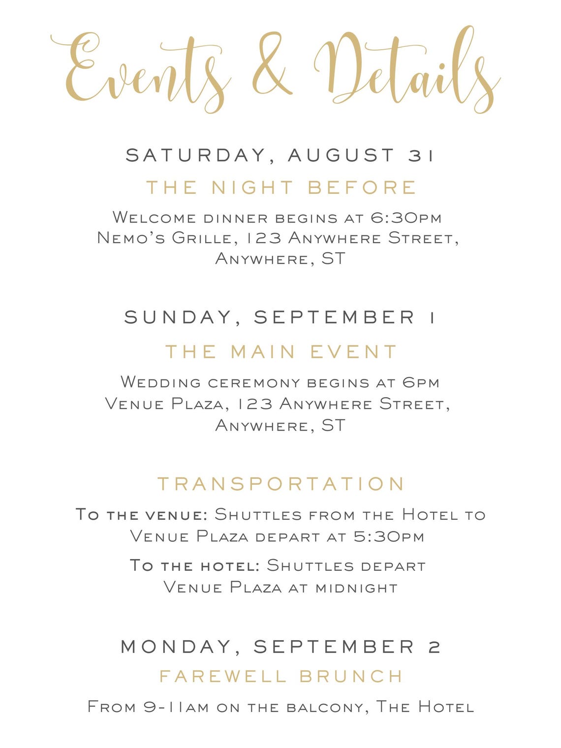Welcome Cards - Front & Back Printable Wedding Sign Templates - Etsy