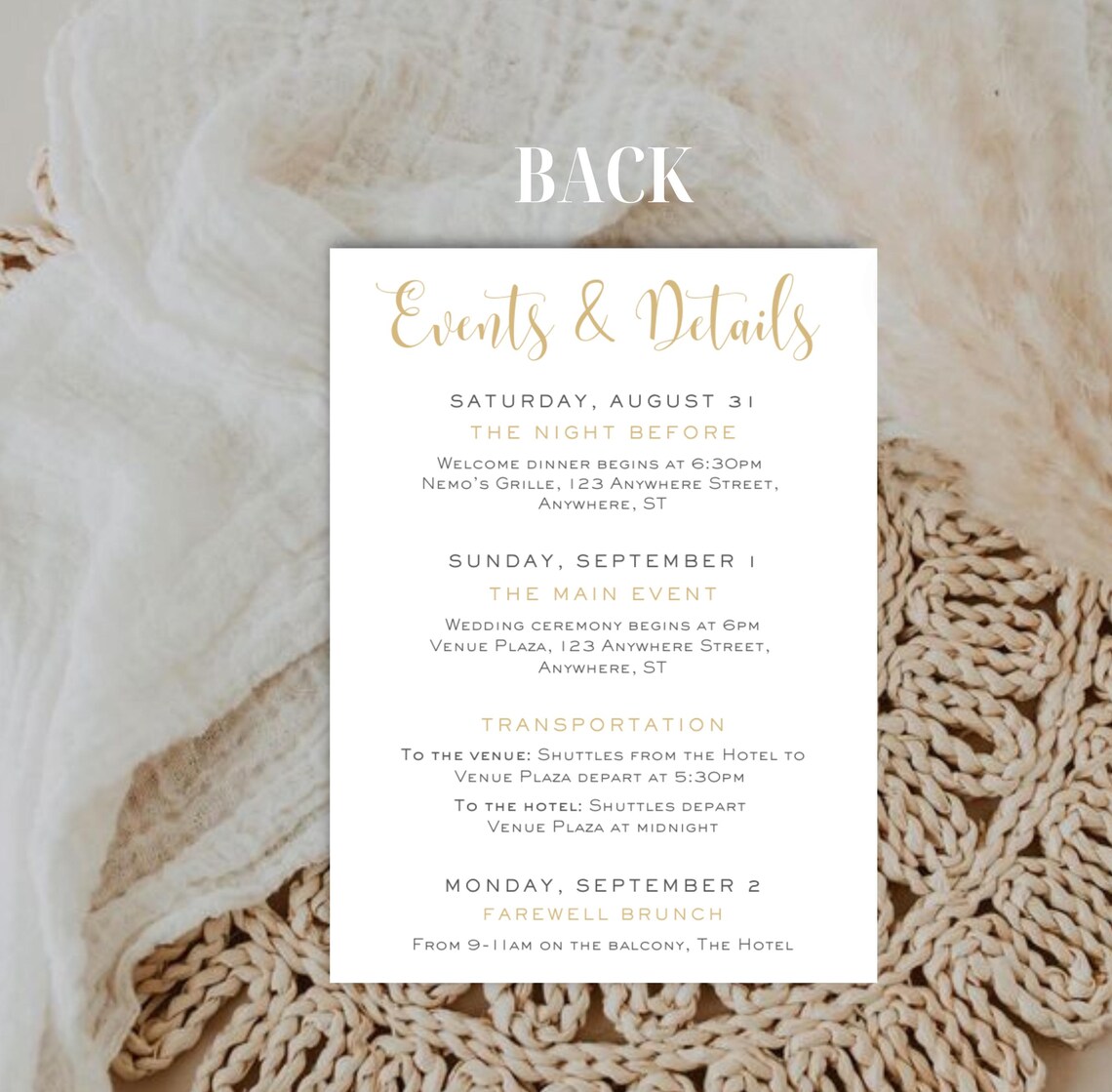 Welcome Cards - Front & Back Printable Wedding Sign Templates - Etsy
