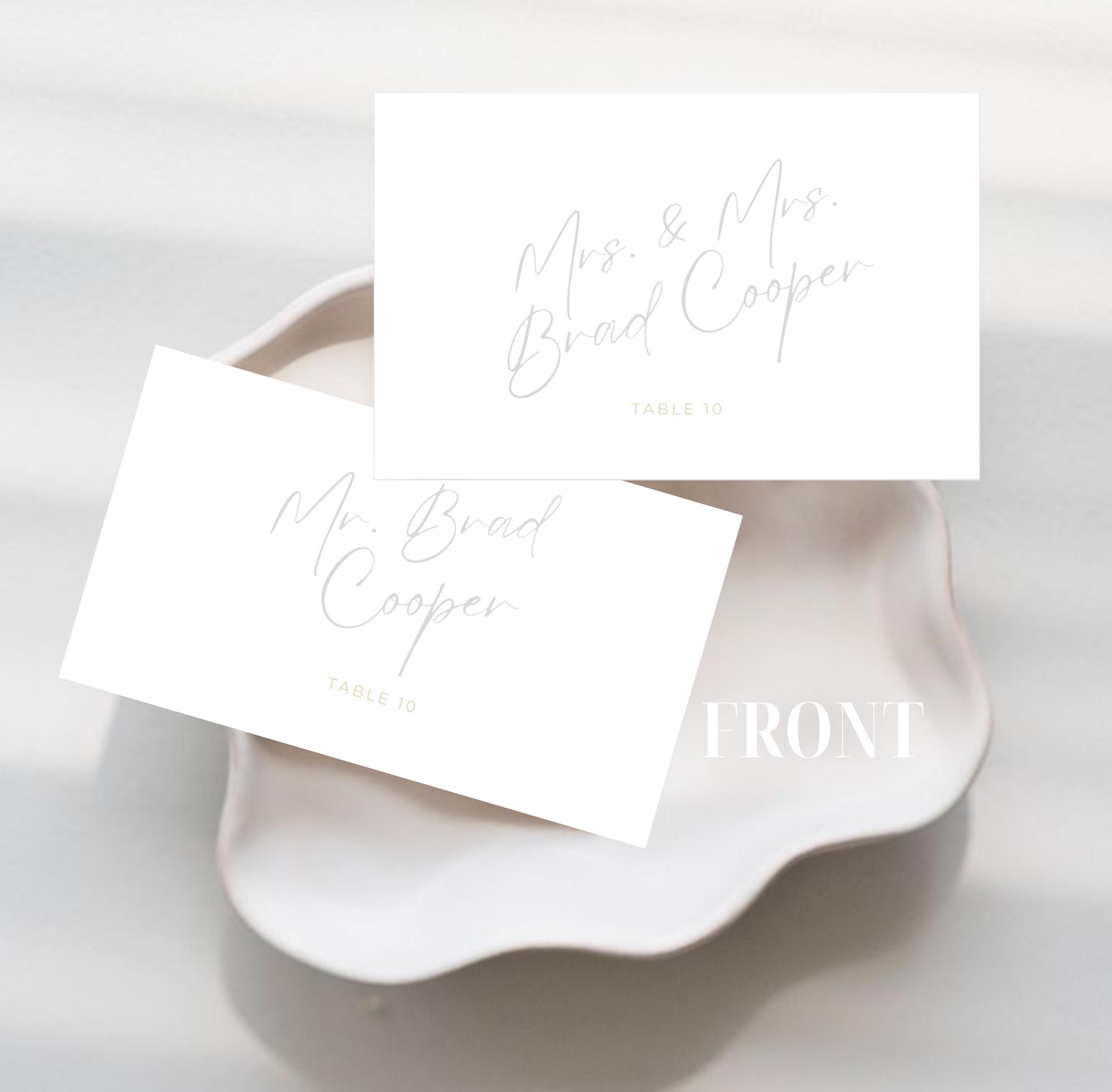Placement Cards - Front & Back Printable Wedding Table Cards - Etsy