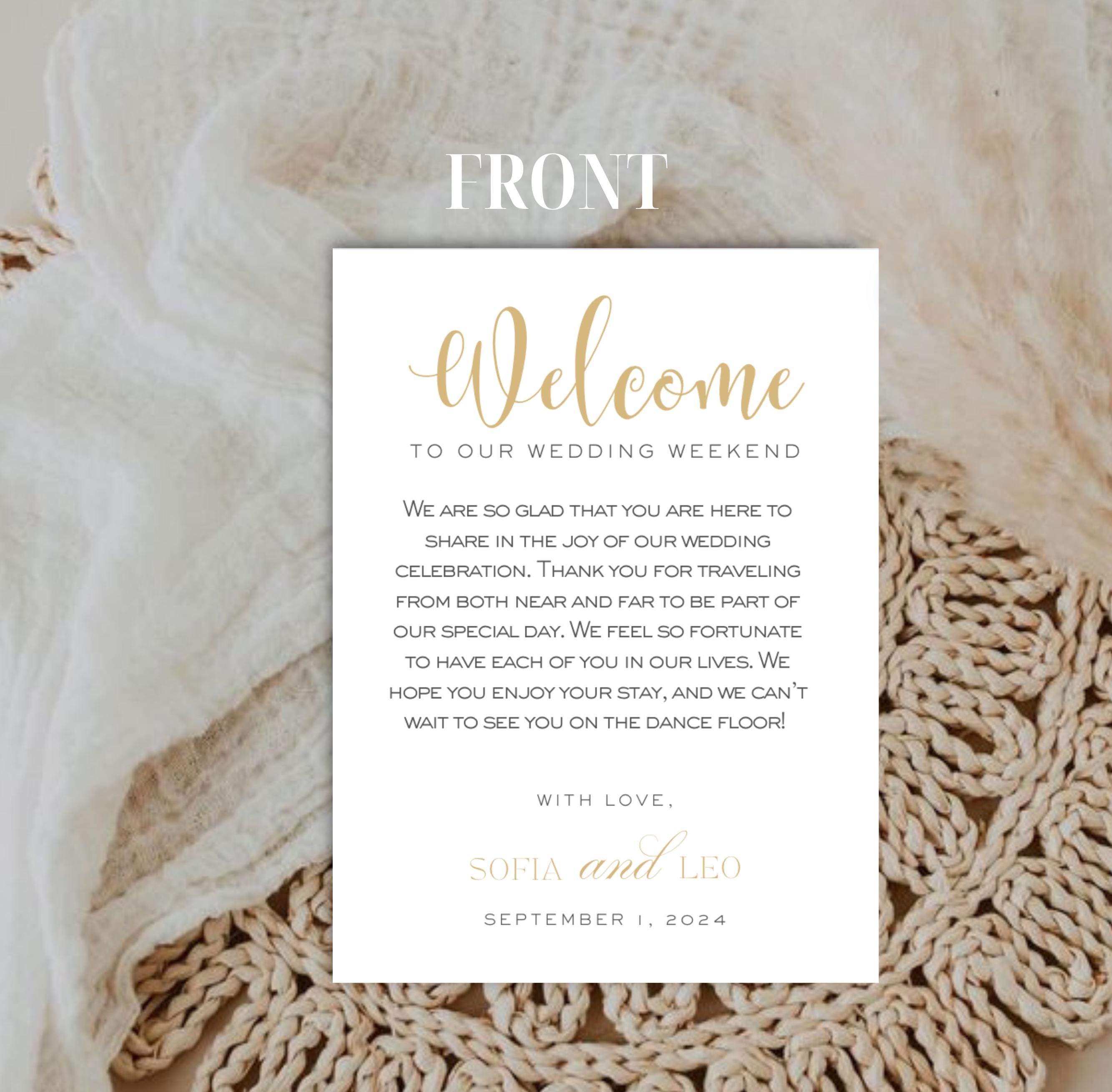 Welcome Cards - Front & Back Printable Wedding Sign Templates - Etsy