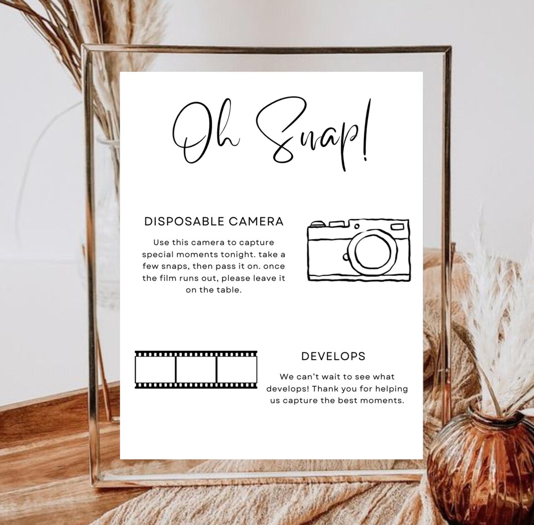 Disposable Camera Sign for Weddings - Editable Digital Camera Sign ...
