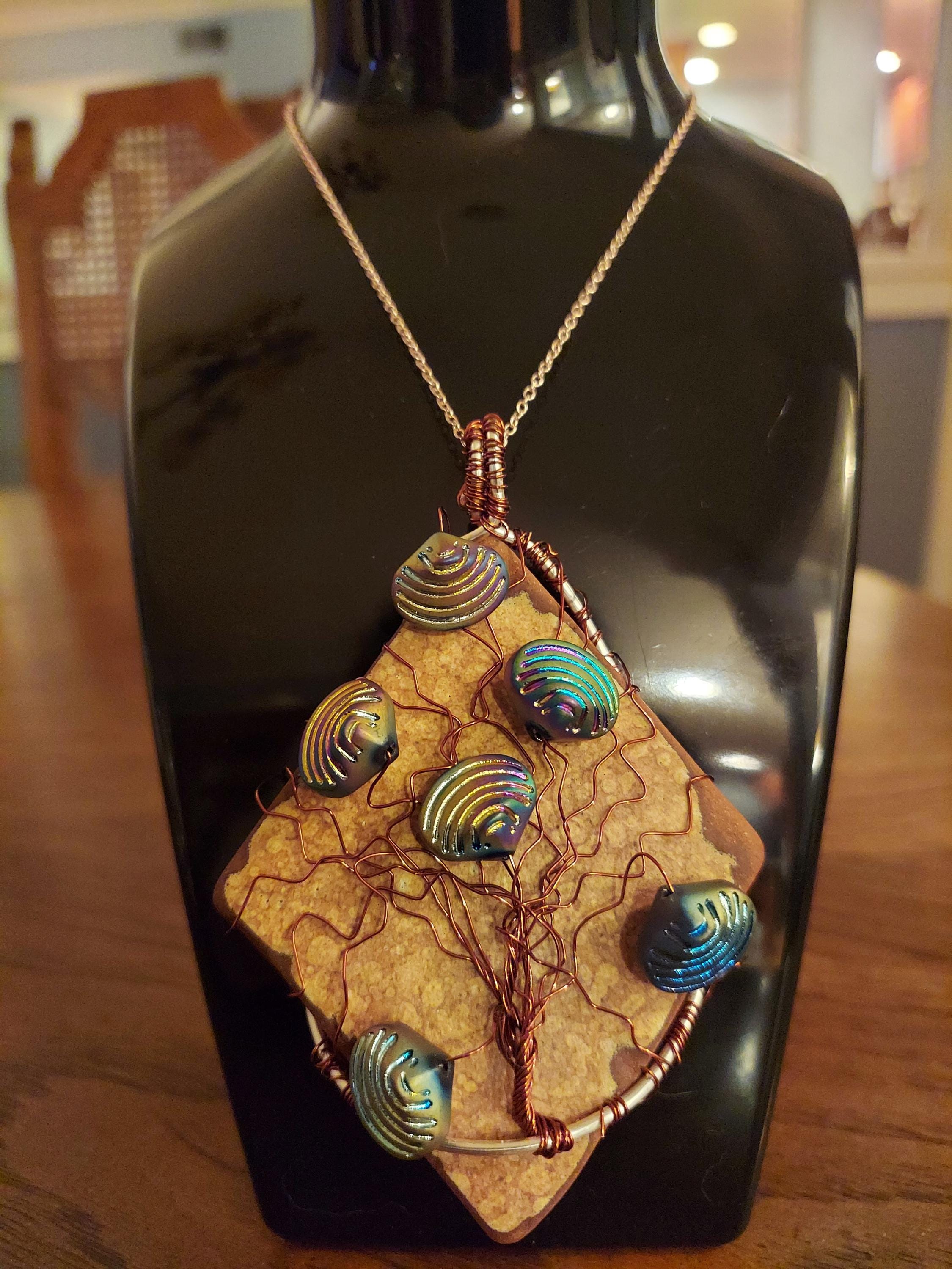 Foraged Italian Sea Pottery Pendant With Tree of Life Wire Wrap - Etsy