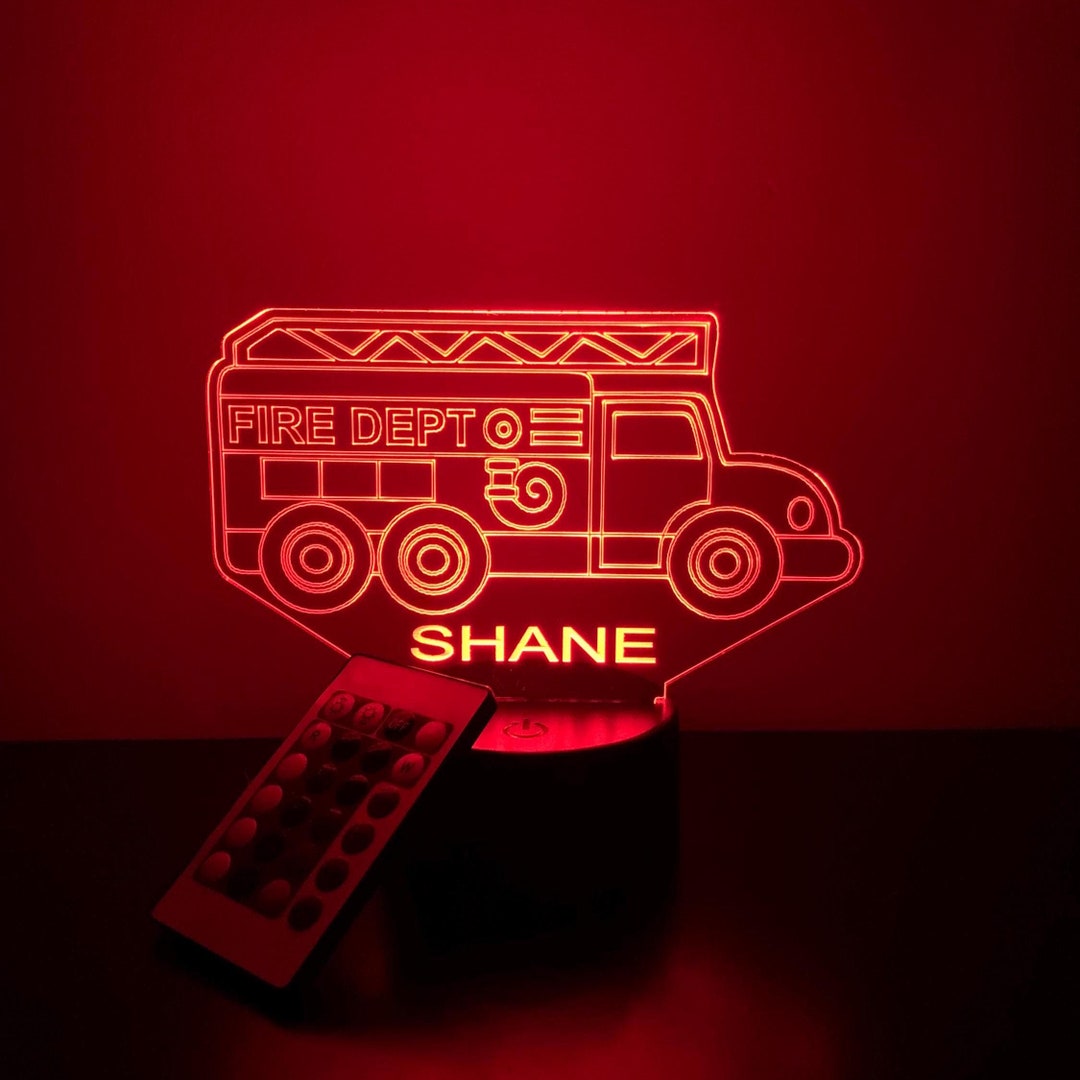 Fire Truck LED Personalized Lamp - Etsy