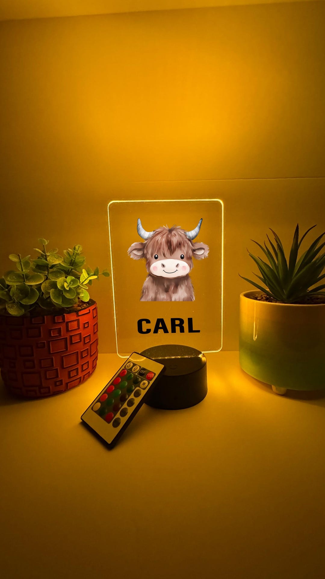 Cartoon Highland Cow Animal LED Lamp Room Decor Name Night Light LED ...