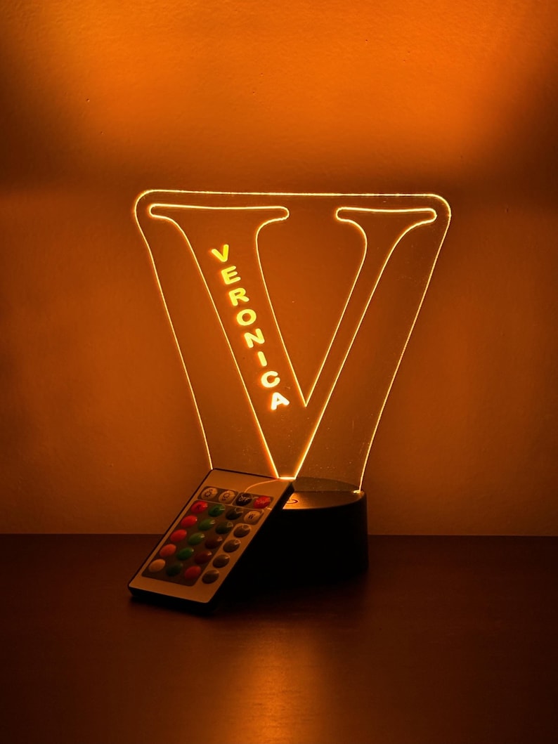 Night Light up LED Table Desk Lamp Centerpiece Alphabet Initial Room ...