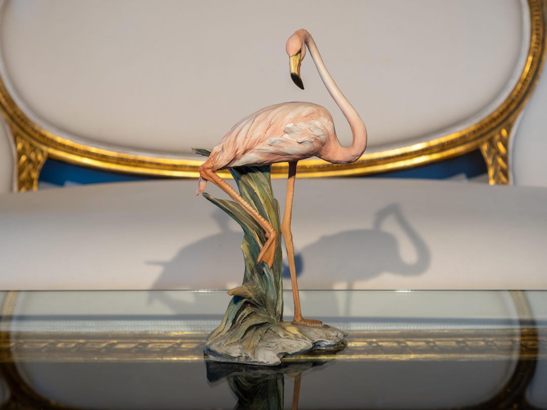 Tay Porcelain Flamingo Figurine, 29x14 Cm, Elegant Italian Art ...