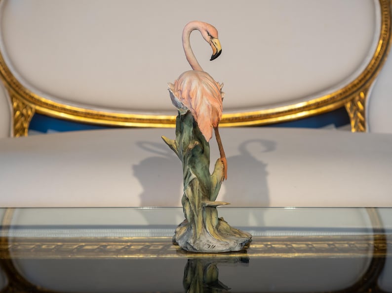 Tay Porcelain Flamingo Figurine, 29x14 Cm, Elegant Italian Art ...