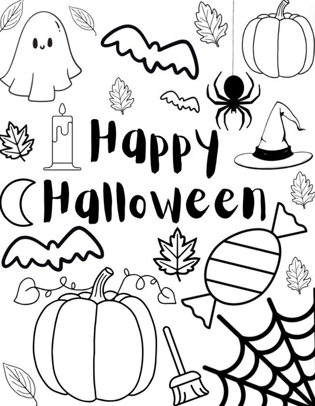 Happy Halloween Coloring Page Digital Download - Etsy Canada