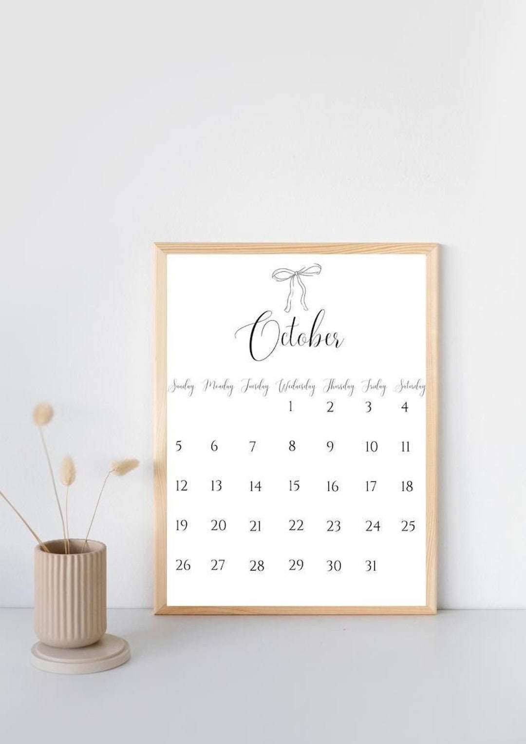 October 2025 Coquette Bow Calendar, Black Bow Calendar, Classic ...