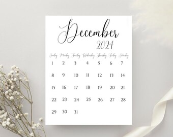October 2024 B&W Elegant Cursive Calendar Digital Download - Etsy