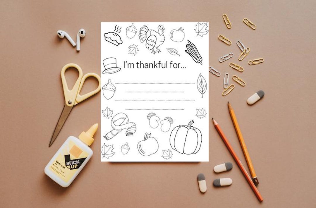 I Am Thankful for Coloring Page, Thanksgiving Coloring Page, Fall ...