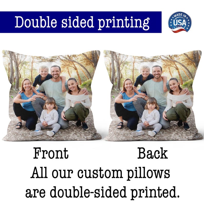 Custom Pillow Cover With Zipper Picture and Text Ships Next Day, Made ...