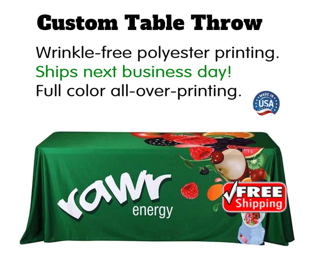 Custom Table Cloth With Business Logo - Ships Next Day Made in USA ...