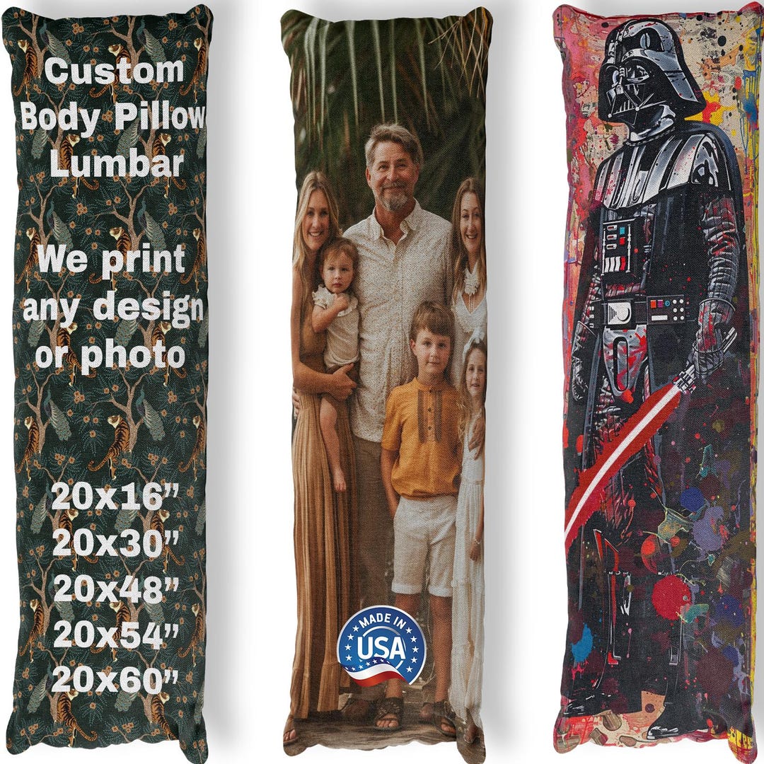 Lumbar Custom Body Pillow With Picture, Ships Next Day Made in USA ...