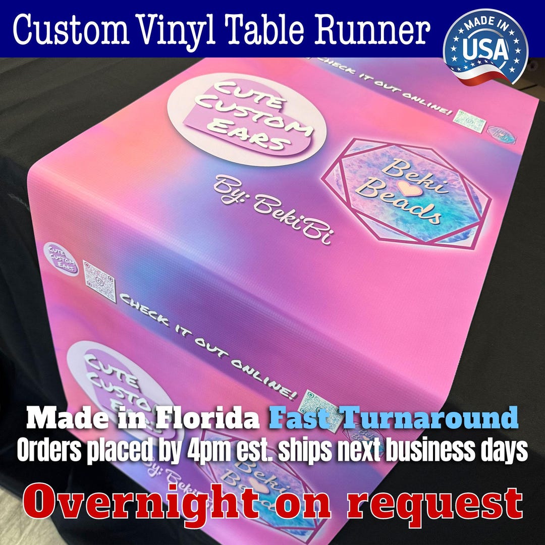 Custom Table Runner With Business Logo, Vinyl Table Runner for Events ...