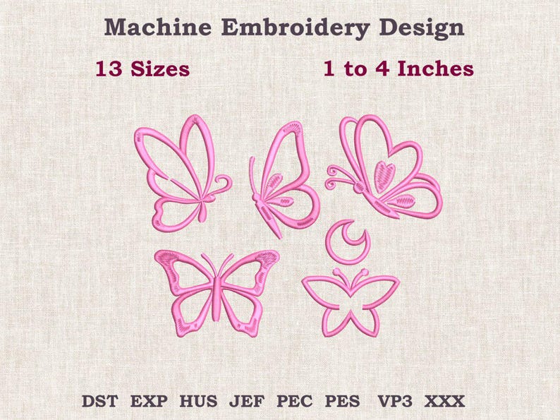 Butterfly Set Machine Embroidery Designs PES,DST,JEF File (instant ...