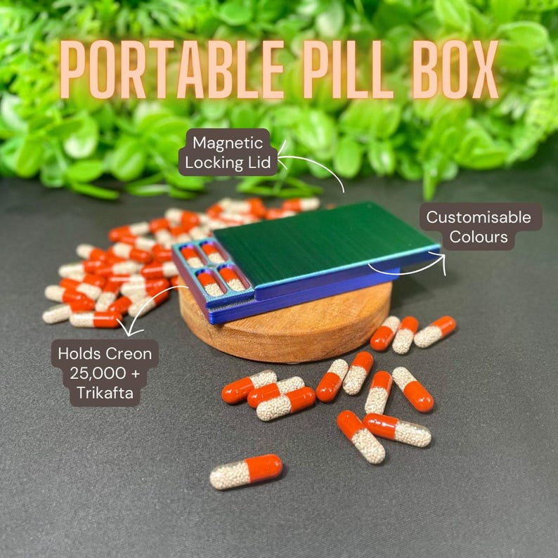 Pill Box 3D Printed Container for Capsules Medication Storage Pocket ...