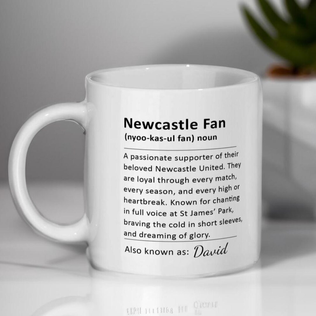 Personalised Newcastle Fan Mug, Newcastle Supporters Gift, Gift for ...