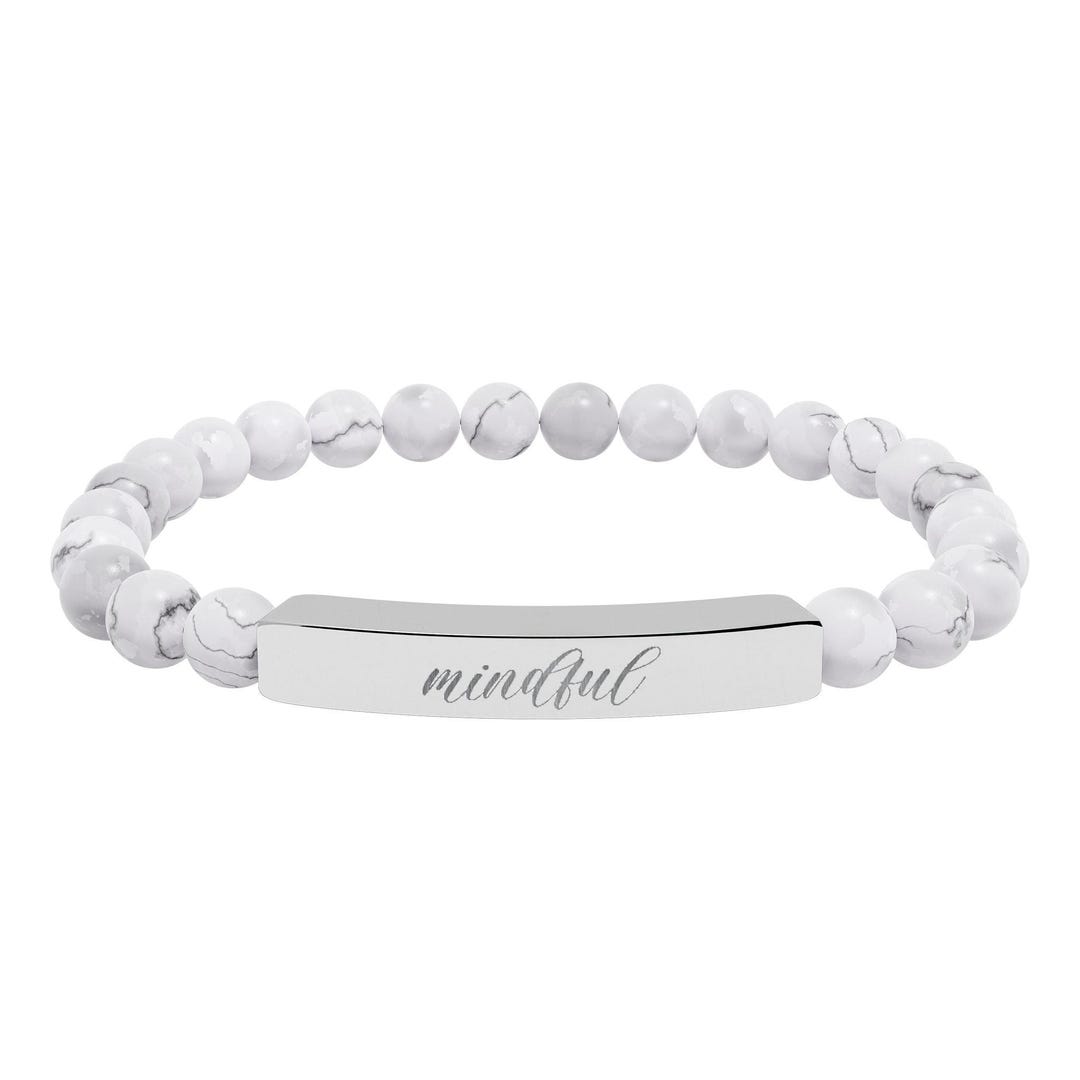 Mindful Natural Stone Engraved Bar Bracelet - Etsy