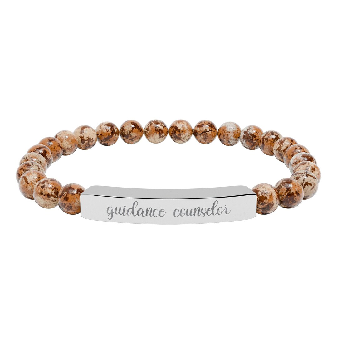 Guidance Counselor Natural Stone Engraved Bar Bracelet - Etsy