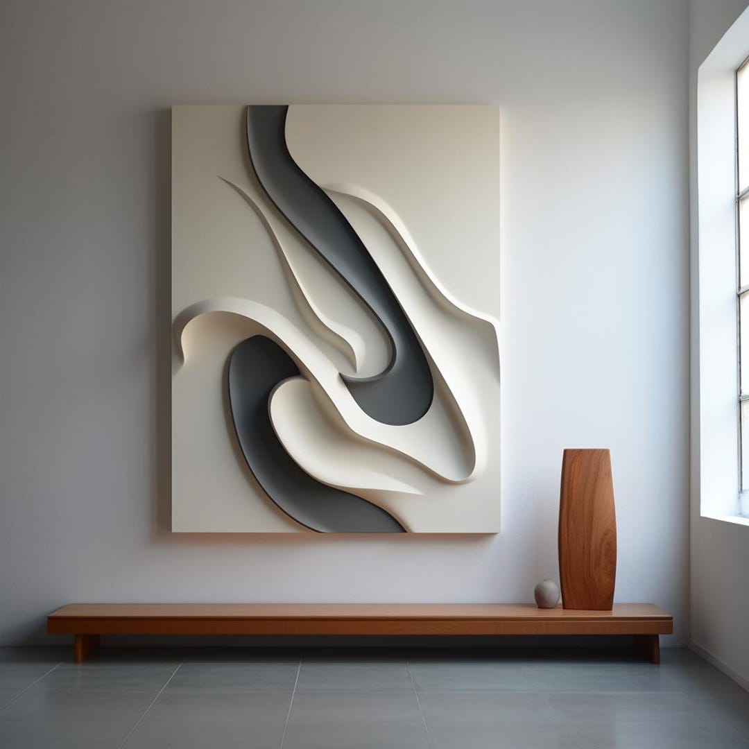 3D Layered Wood Wall Art, Modern Monochrome Decor - Etsy