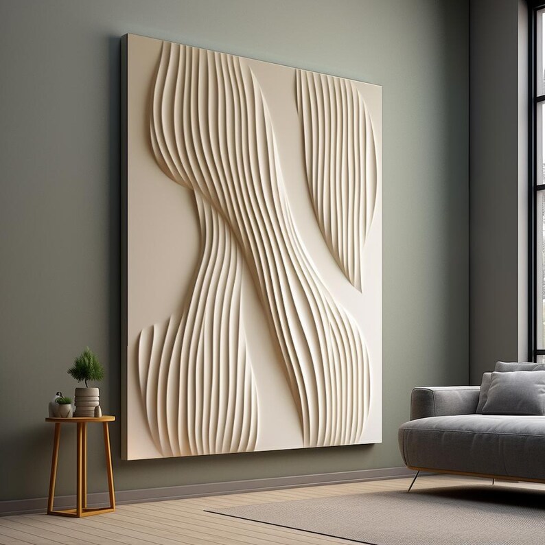 Relief - Style Artwork With Flowing Wavy Lines.，neutral Beige Colour，3d ...