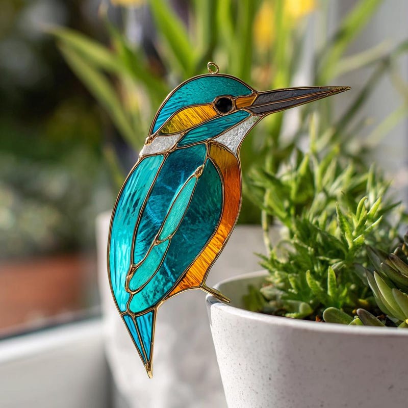 Kingfisher Stained Glass - Etsy