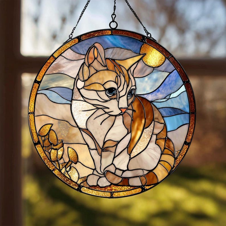 Personalized Cat Memorial Stained Glass, Loss of Pet Sympathy Gift, Cat ...