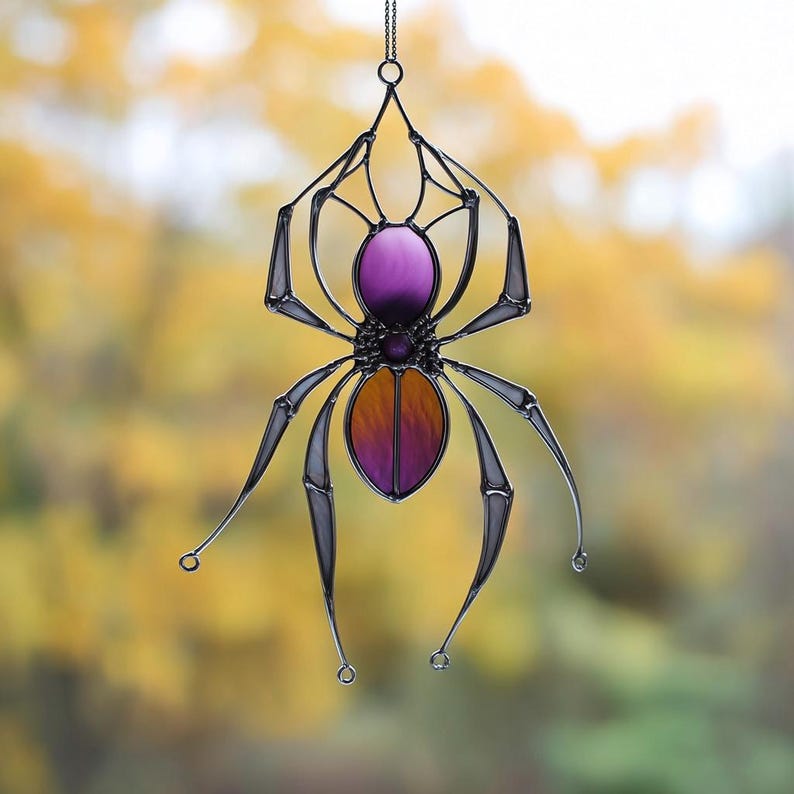 Spider Stained Glass Suncatcher: Halloween Window Decoration - Etsy