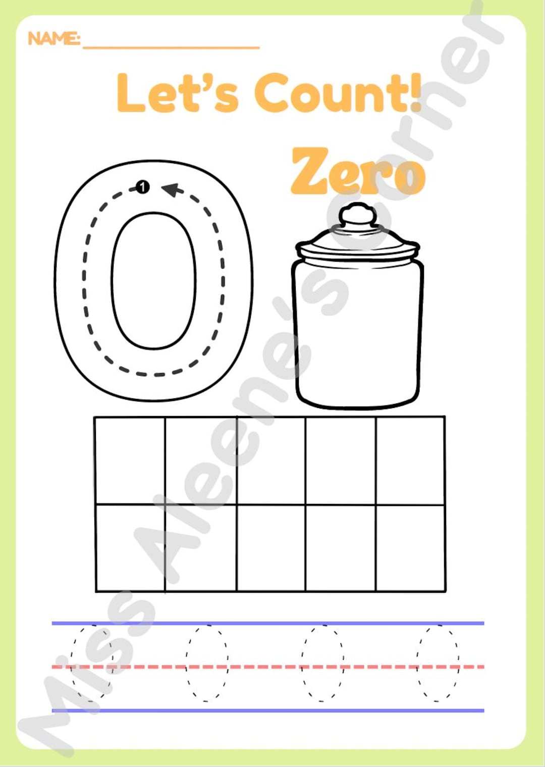 Tracing 1-10 Numbers With Ten Frame, Preschool Worksheet Printable ...