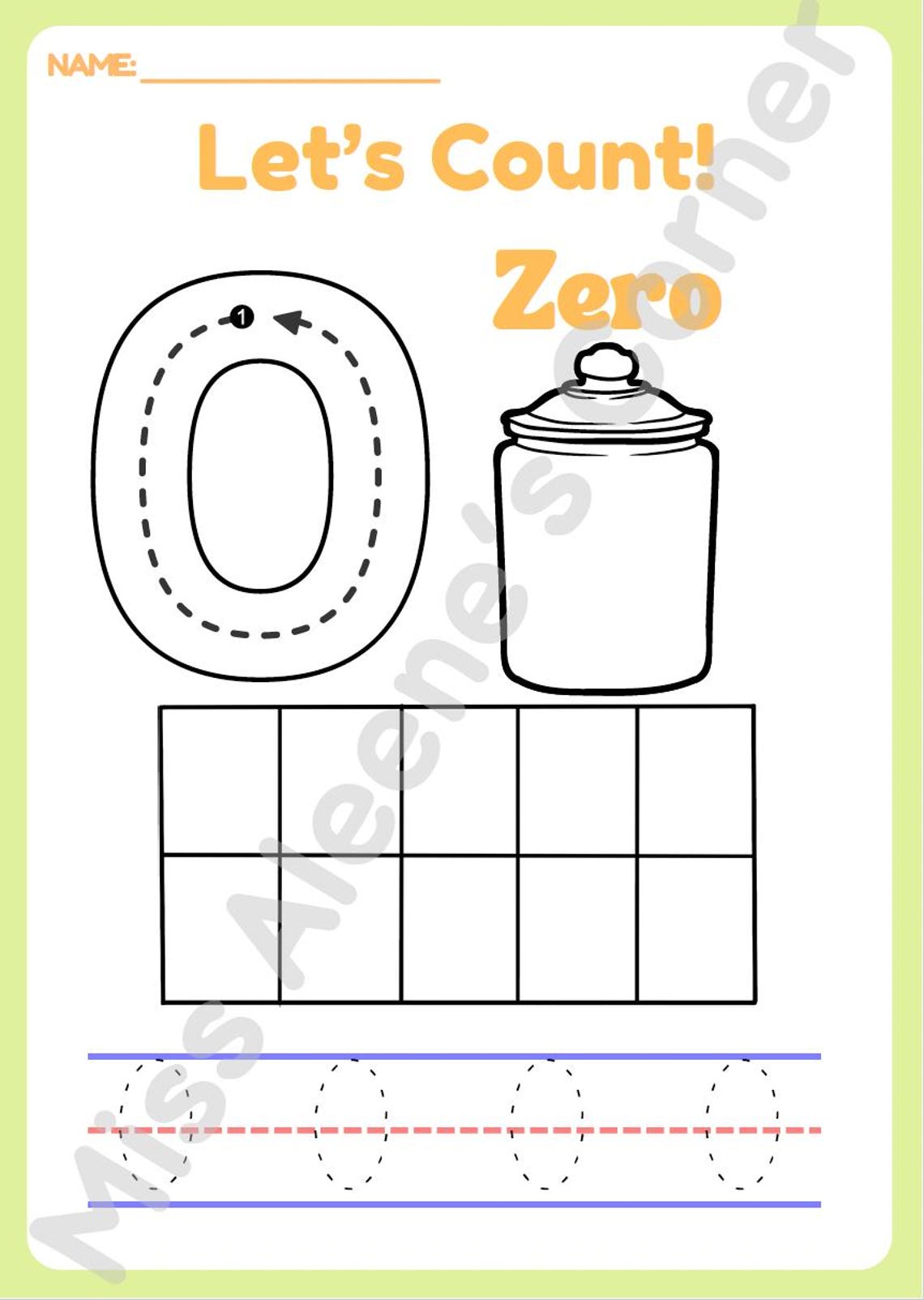Tracing 1-10 Numbers With Ten Frame, Preschool Worksheet Printable ...