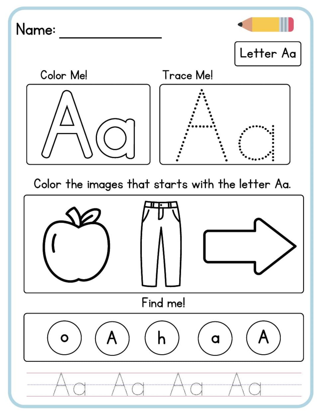 Pre-k Alphabet Worksheets, Letter Tracing, Preschool ABC Printable ...